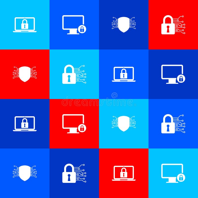 Set Laptop and Lock, Lock on Monitor, Cyber Security and Icon. Vector ... Set Laptop and Lock, Lock on Monitor, Cyber Security and Icon. Vector ...
