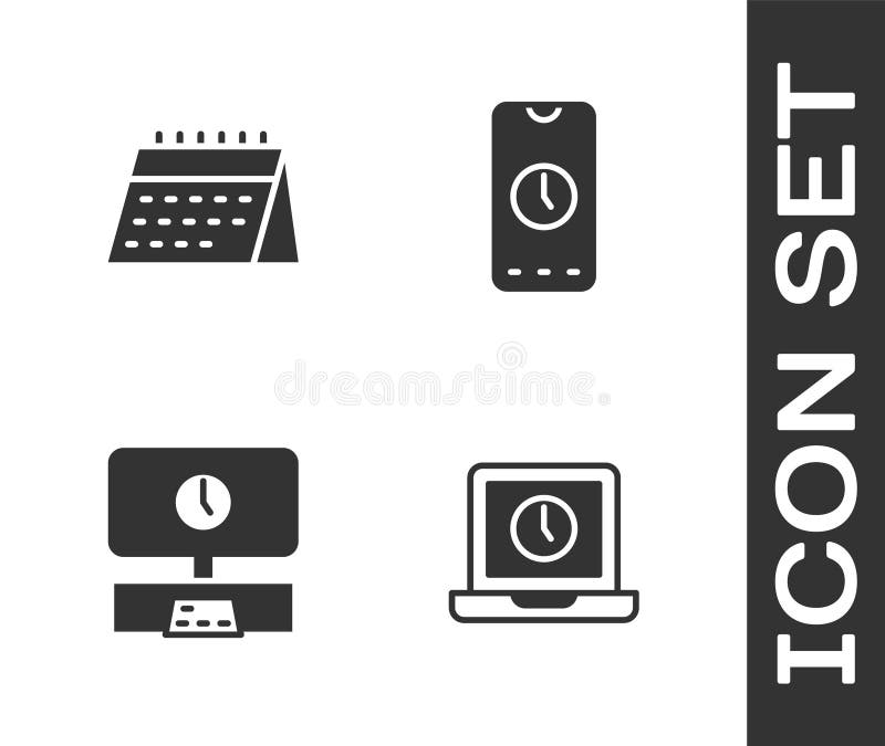 Set Laptop Time, Calendar, Smart Tv and Alarm Clock App Mobile Icon ...
