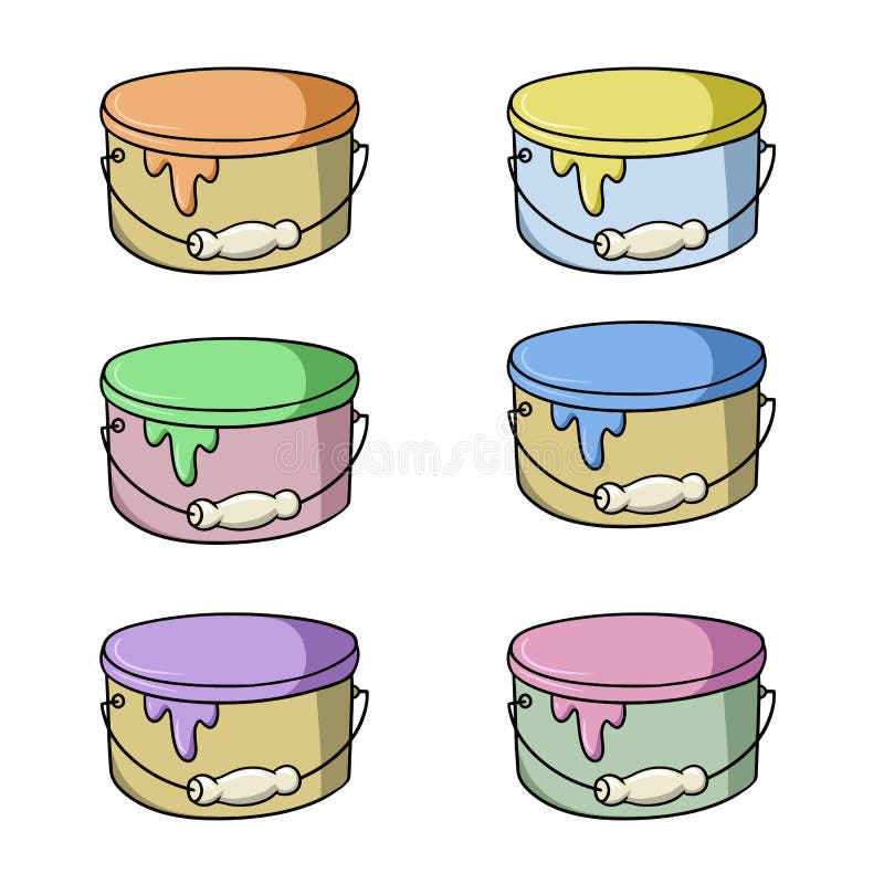 Set of a Large Jar with Liquid Different Paint, Vector Cartoon Stock ...