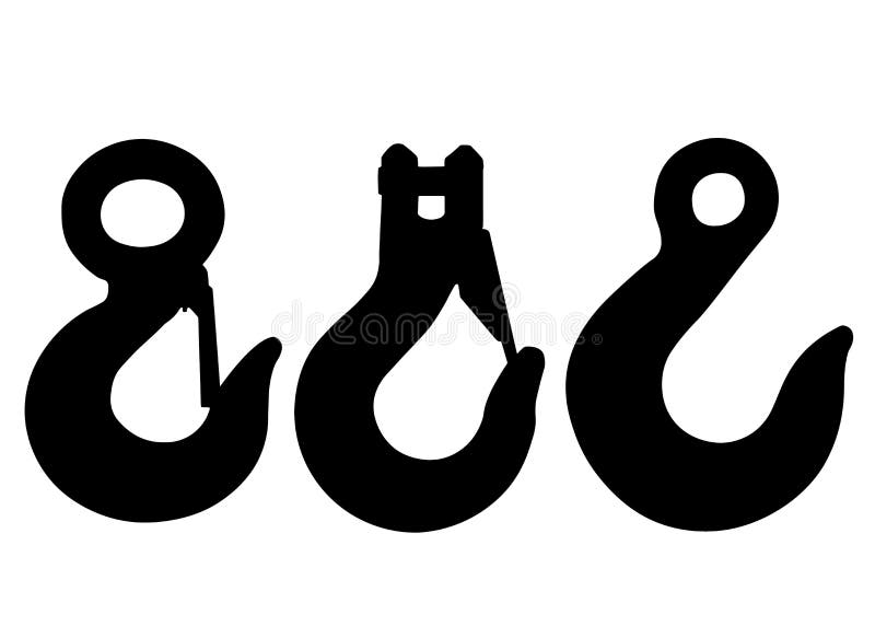 A Set of Large Lifting Hooks. Stock Vector - Illustration of silhouette ...