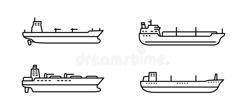 Set of Large Tanker Ships. Modern Tanker Sea Vessel Stock Vector ...