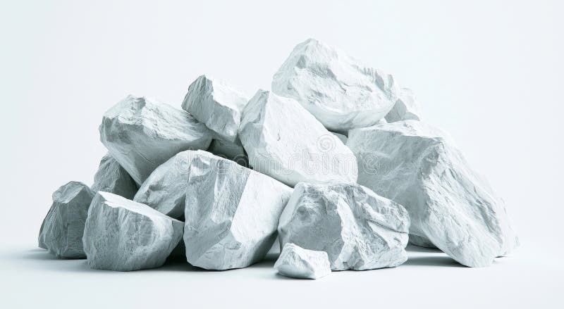 A Set of Large, True-to-life Stones Arranged on a White Background ...