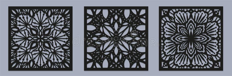 Set of Laser Cut Vector Decorative Panel. Cutout Silhouette with ...