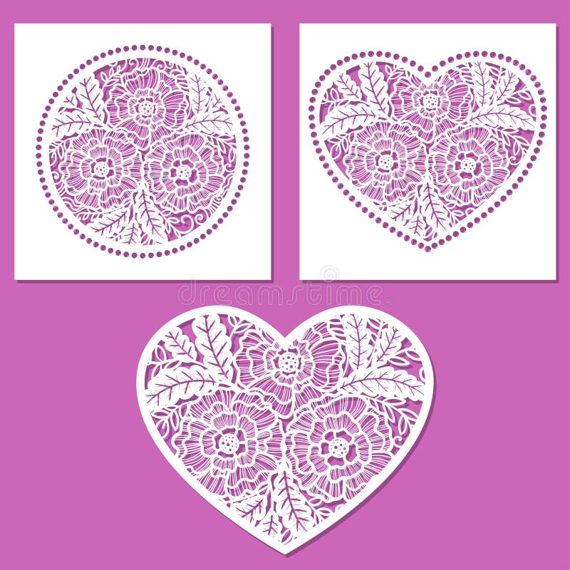 Set of Laser Cutting Templates with Floral Pattern. Vector Stock Vector ...