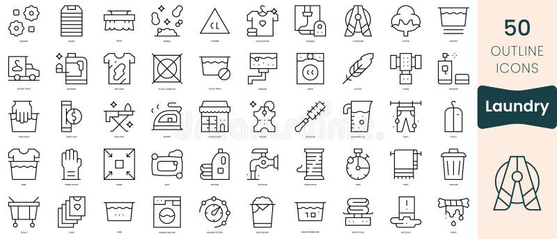 Set of Laundry Icons. Thin Linear Style Icons Pack Stock Vector ...