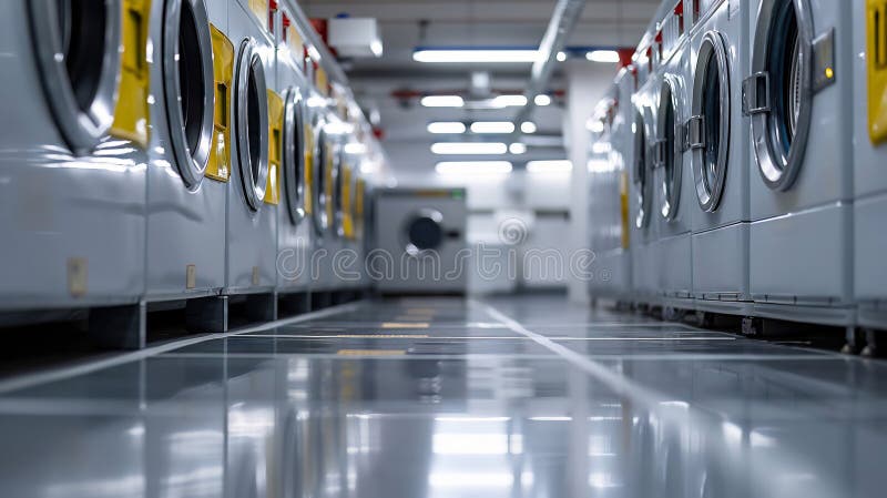 Set of Laundry Machine in Self-service Laundry and Washing Rental ...