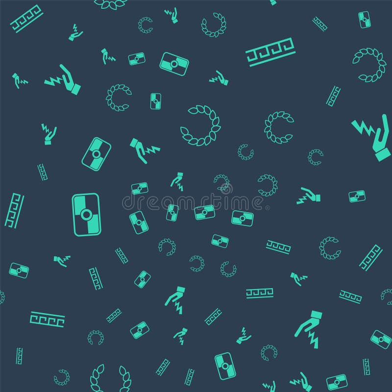 Set Laurel Wreath, Ancient Greek Pattern, Shield and Zeus on Seamless ...