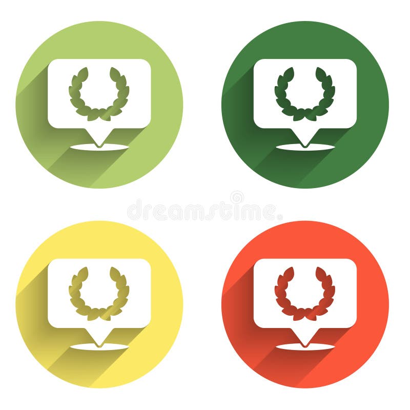Set Laurel Wreath Icon Isolated with Long Shadow Background. Triumph ...