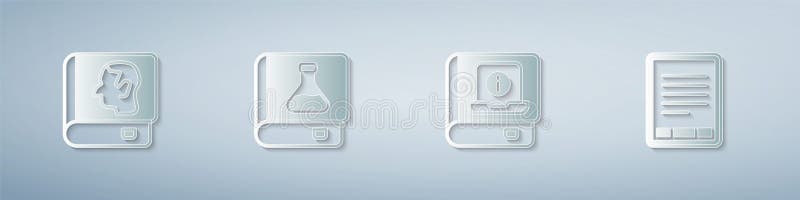 Set Law Book, Chemistry, User Manual and E-Book Reader. Paper Art Style ...