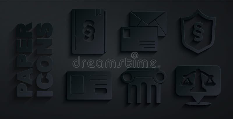 Set Law Pillar, Justice Law in Shield, Identification Badge, Scales of ...