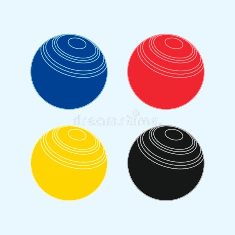 Set of Lawn Ball Design Vector Icon Illustration Stock Vector ...