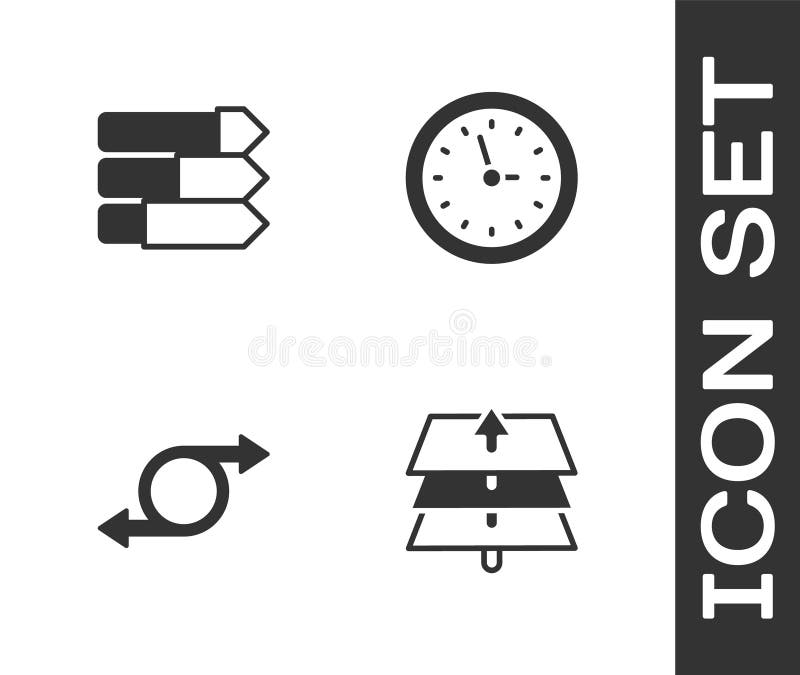 Set Layers, Pie Chart Infographic, Arrow and Clock Icon. Vector Stock Vector - Illustration of ...