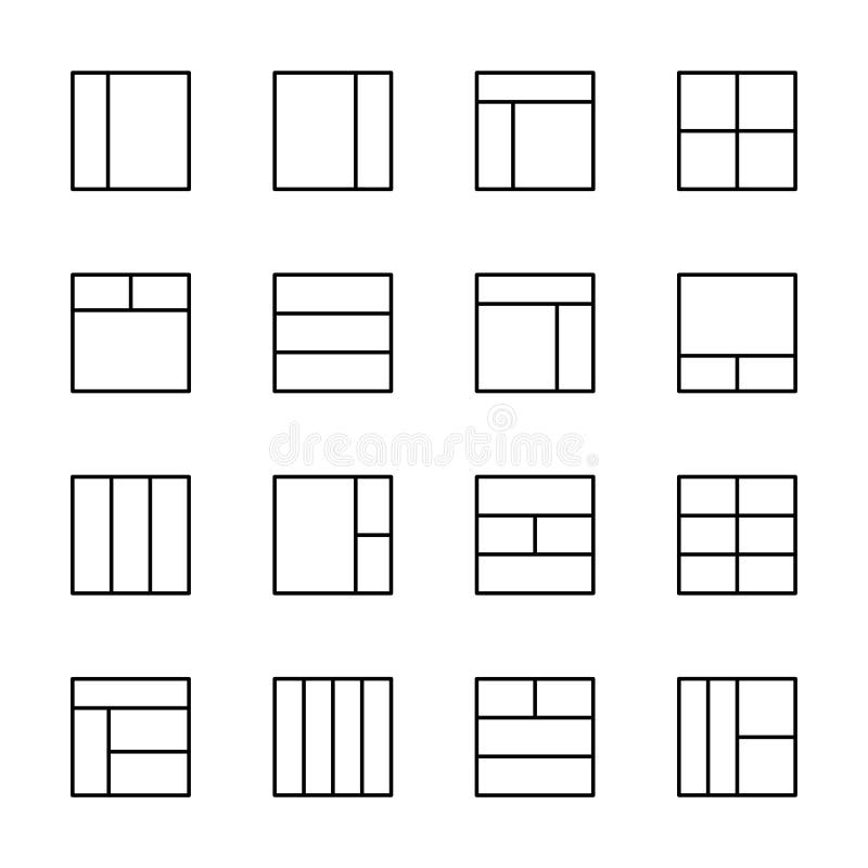 Set of Layout Icons in Modern Thin Line Style. Stock Vector ...