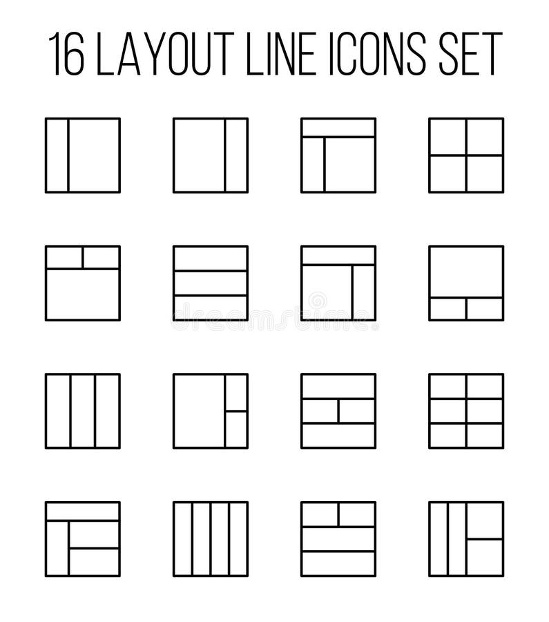 Set of Layout Icons in Modern Thin Line Style. Stock Vector ...