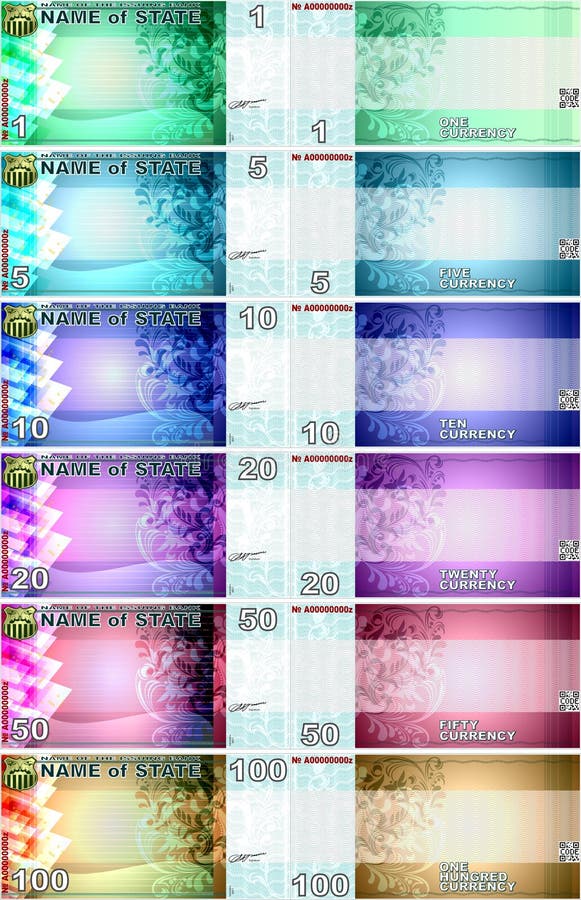 A Set Of Layouts For Banknotes Stock Vector - Illustration of design ...