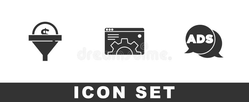 Set Lead Management, Browser Setting and Advertising Icon. Vector Stock ... Set Lead Management, Browser Setting and Advertising Icon. Vector Stock ...