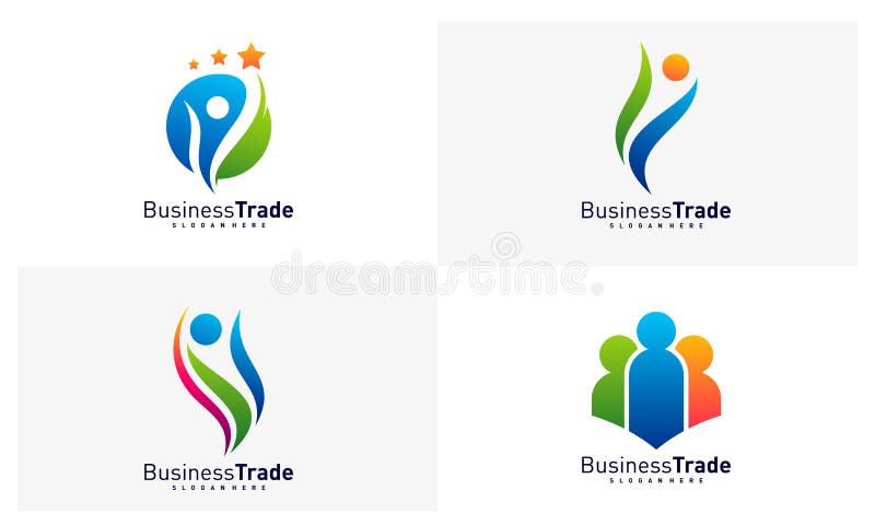 Set of Leadership Logo Design Vector, Colorful People Logo Design ...
