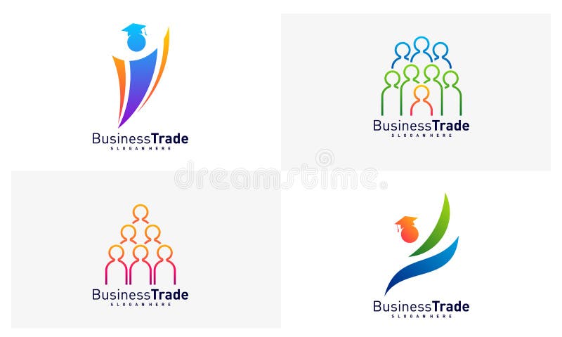 Set of Leadership Logo Design Vector, Colorful People Logo Design ...