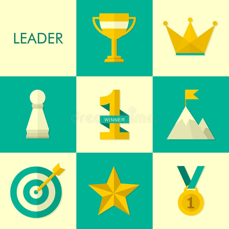 Set of Leadership Symbol Icons Stock Vector - Illustration of leader ...