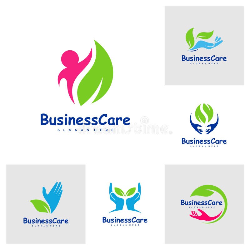 Set of Leaf Care Logo Design Vector. Icon Symbol Stock Illustration ...