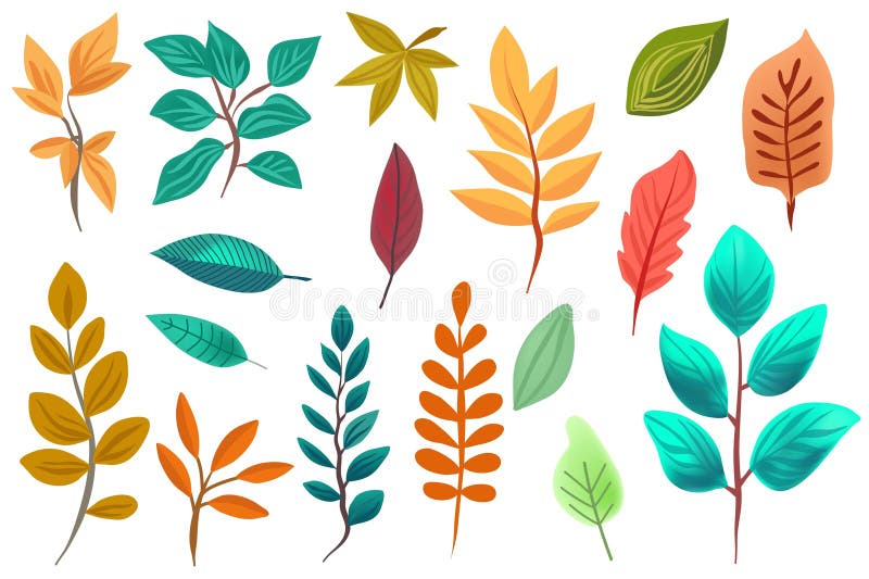 Set of leaf cartoon flat stock vector. Illustration of nature - 270440768