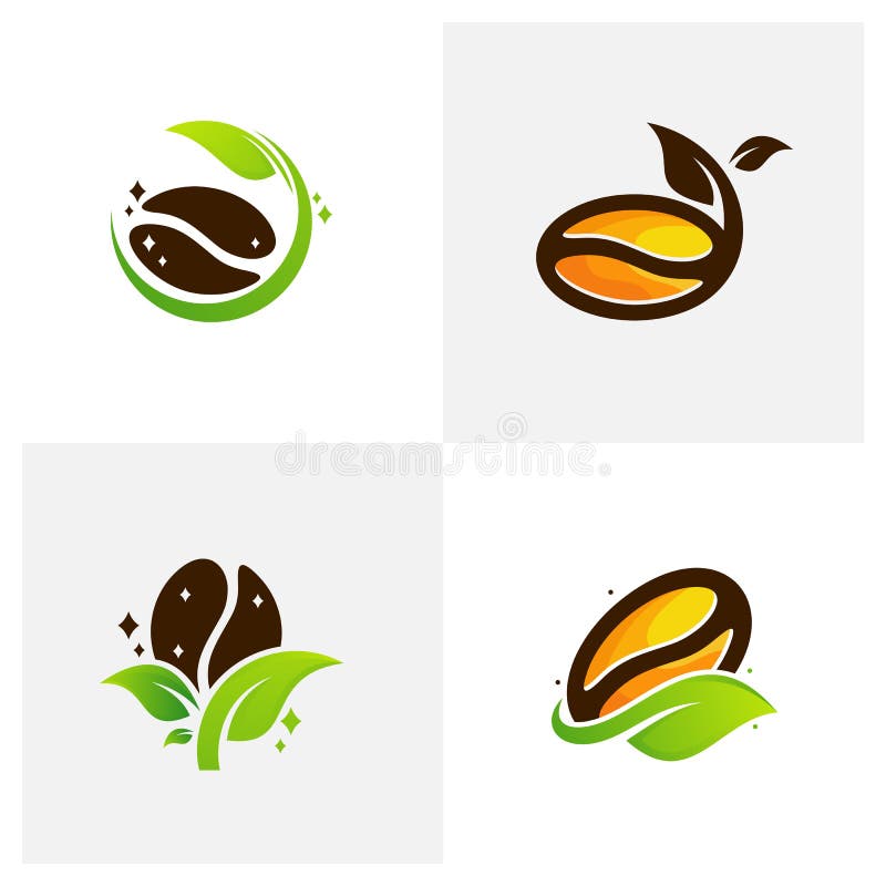 Set of Leaf Coffee Logo Design Vector Template. Farm Logo Concept Stock ...