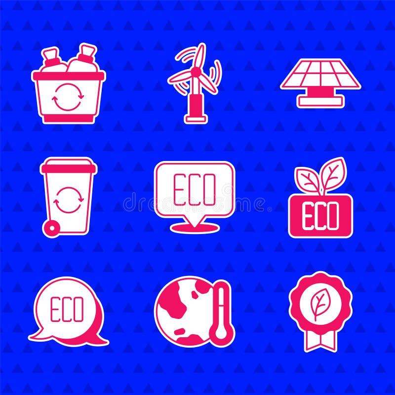 Set Leaf Eco Symbol, Earth Melting To Global Warming, Recycle Bin ...