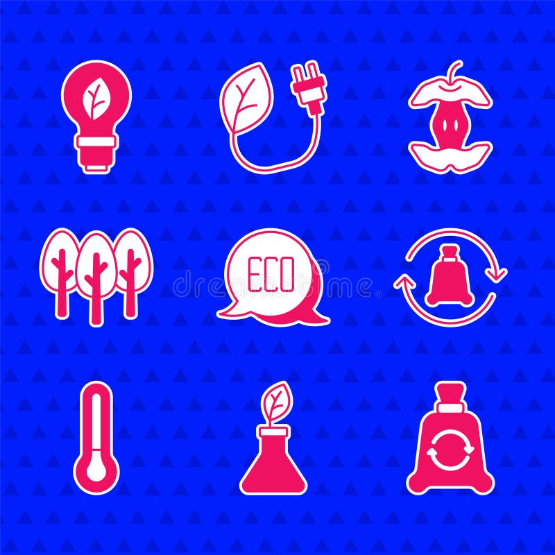 Set Leaf Eco Symbol, Plant Breeding, Garbage Bag with Recycle ...