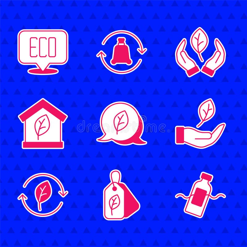 Set Leaf Eco Symbol, Tag with Leaf, the Problem of Pollution, in Hand ...