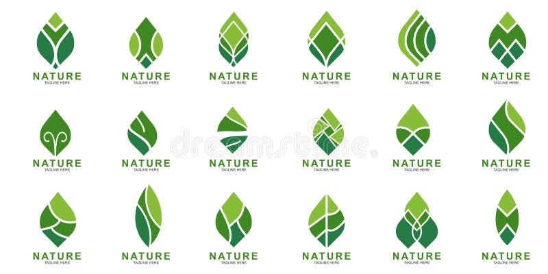 Set of Leaf logo design stock vector. Illustration of environment ...