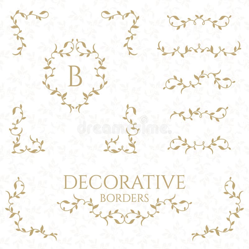 Set of Leafy Decorative Borders. Stock Vector - Illustration of leafy ...