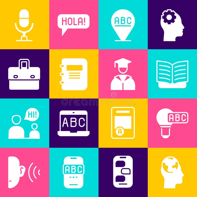 Set Learning Foreign Languages, Creative Lamp Light Idea, Open Book ...