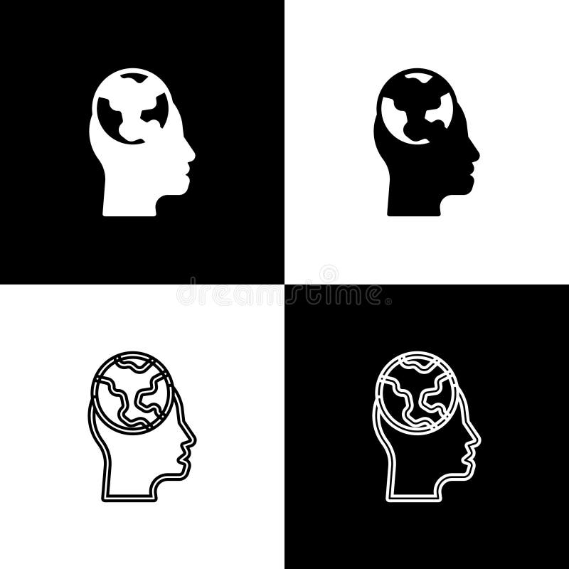 Set Learning Foreign Languages Icon Isolated on Black and White ...