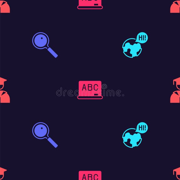 Set Learning Foreign Languages, Magnifying Glass, Chalkboard and ...