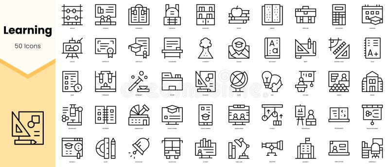 Set of Learning Icons. Simple Line Art Style Icons Pack Stock Vector ...