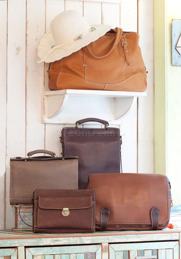 Set of leather handbags stock image. Image of lady, fashion - 25044361