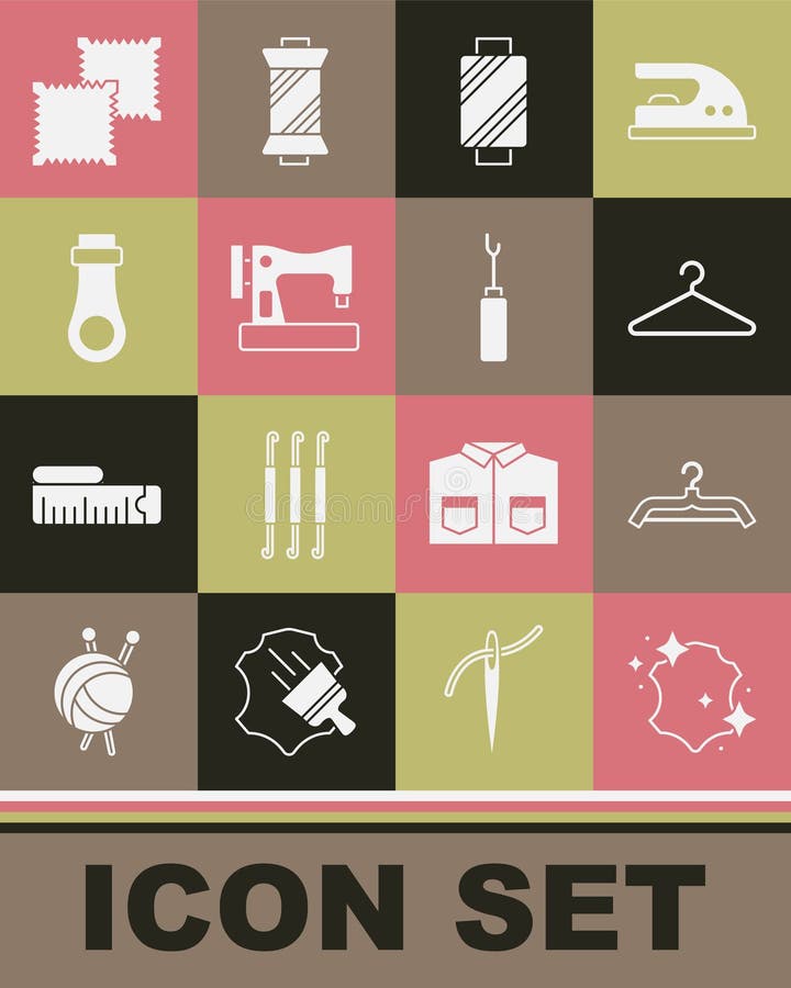 Set Leather, Hanger Wardrobe, Sewing Thread on Spool, Machine, Zipper ...