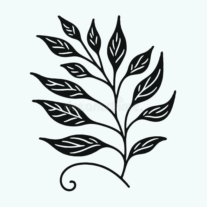 Set of Leaves Black and White Silhouettes of Leaves Seamless Pattern ...