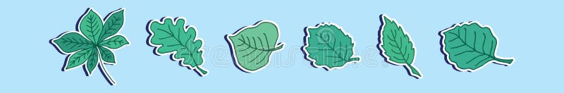 Set of Leaves Cartoon Icon Design Template with Various Models. Vector ...