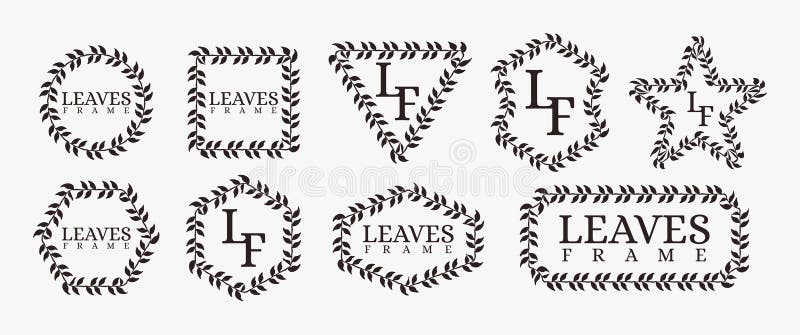 Set of Leaves Frame Vector Badge Emblem Label Stock Illustration ...
