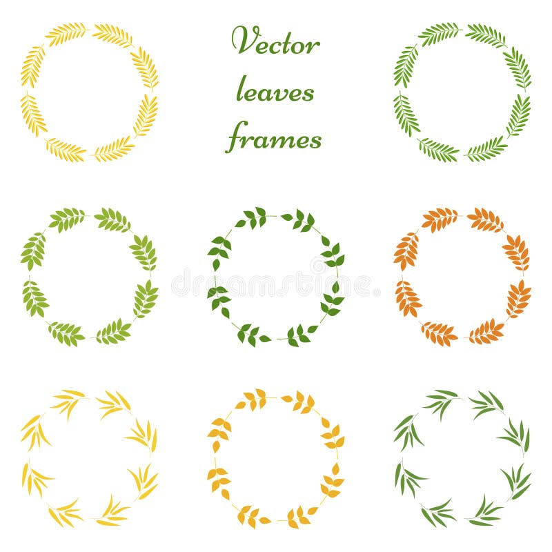 Set of Leaves Frames, Illustration Stock Vector - Illustration of plant ...