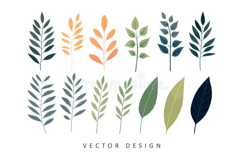 Set of Leaves Vector Design AI Generated Stock Vector - Illustration of ...