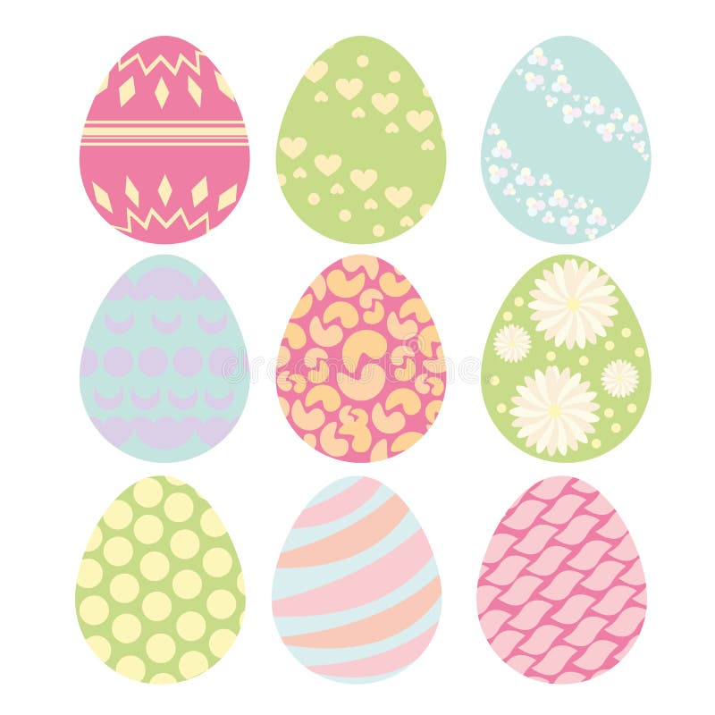 Set of Left Cute Eggs for Easter. Stock Vector - Illustration of nature ...