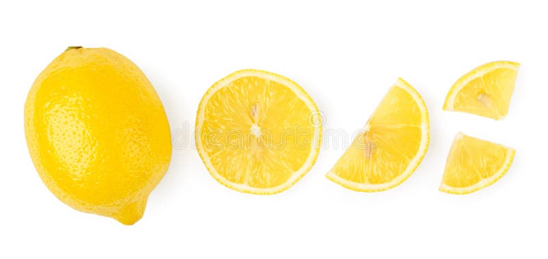 Set of Lemon, Slices, Halves on a White. the Form of the Top. Stock ...