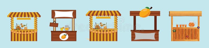 Set of Lemonade Stand Cartoon Icon Design Template with Various Models ...