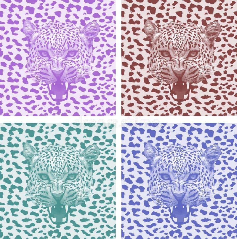 Set Leopard Print Pattern. Set Tiger Print Pattern Stock Vector ...