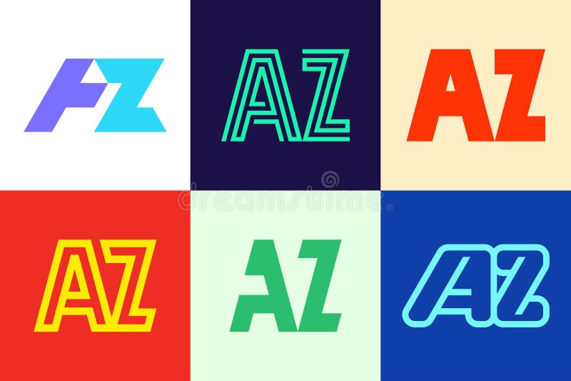 Set of letter AZ logos stock vector. Illustration of curve - 292138339