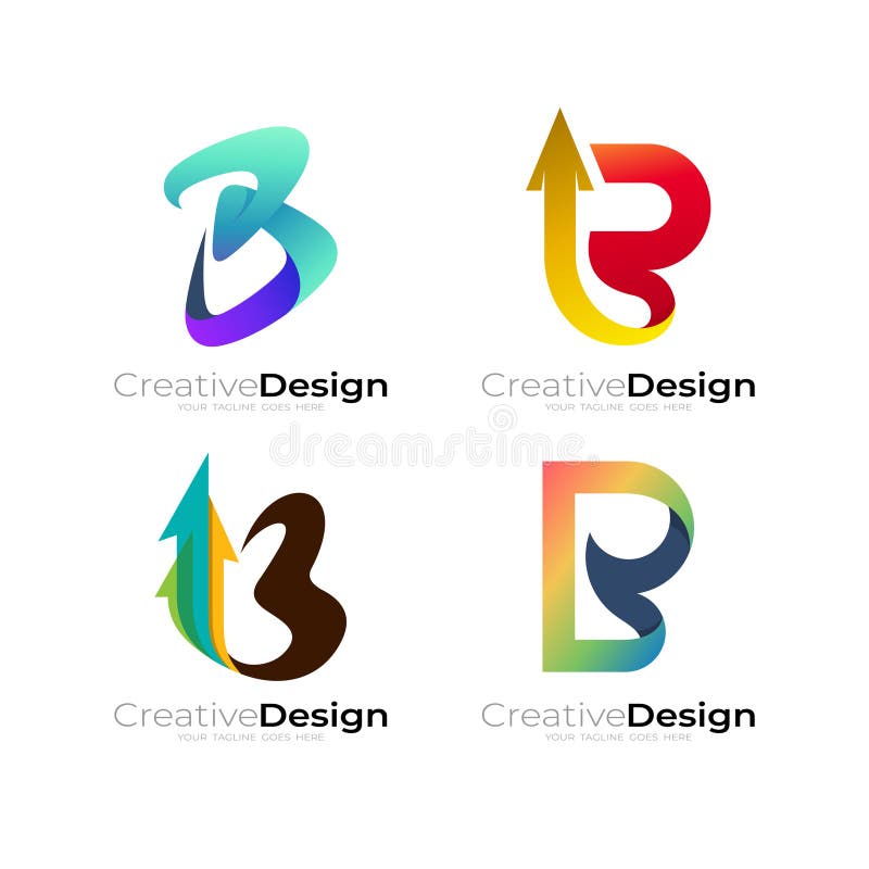 Set Letter B Logo with Arrow Design Combination, Up Icons Stock Vector ...