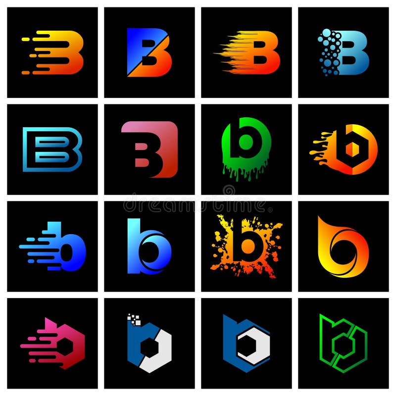 Set of Letter B Simple Logo Icon Design Vector. Stock Vector ...