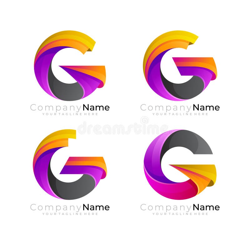 Set Letter G Logo with Colorful Design Vector, 3d Colorful Stock Vector ...